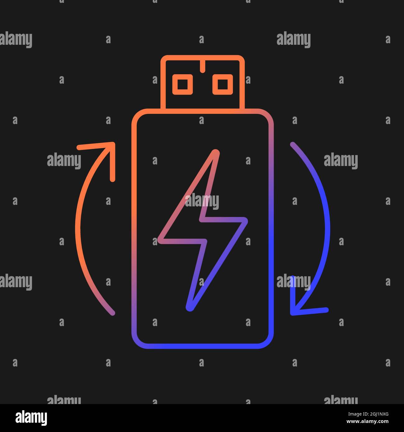 Rechargeable lithium ion battery gradient vector label icon for dark ...