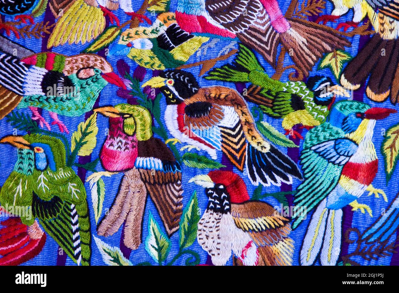 Central America, Guatemala, Santiago. Closeup of weaving at the market ...