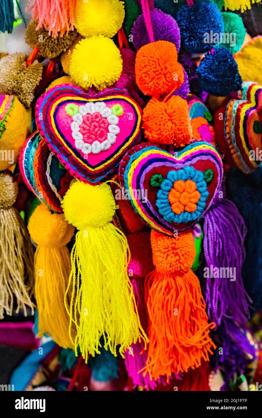 Colorful Mexican cloth yarn, Oaxaca, Juarez, Mexico Stock Photo - Alamy