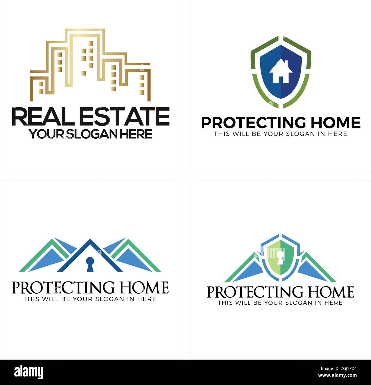 Modern real estate apartment security shield logo design Stock Vector ...