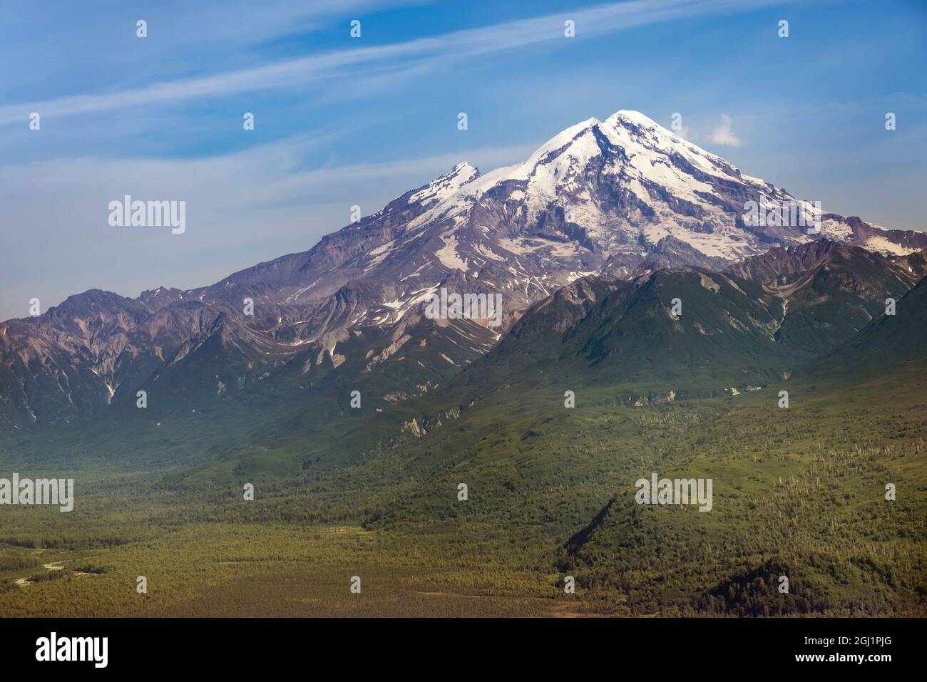 USA, Alaska, Lake Clark National Park. Aerial view of Mt. Redoubt Stock ...