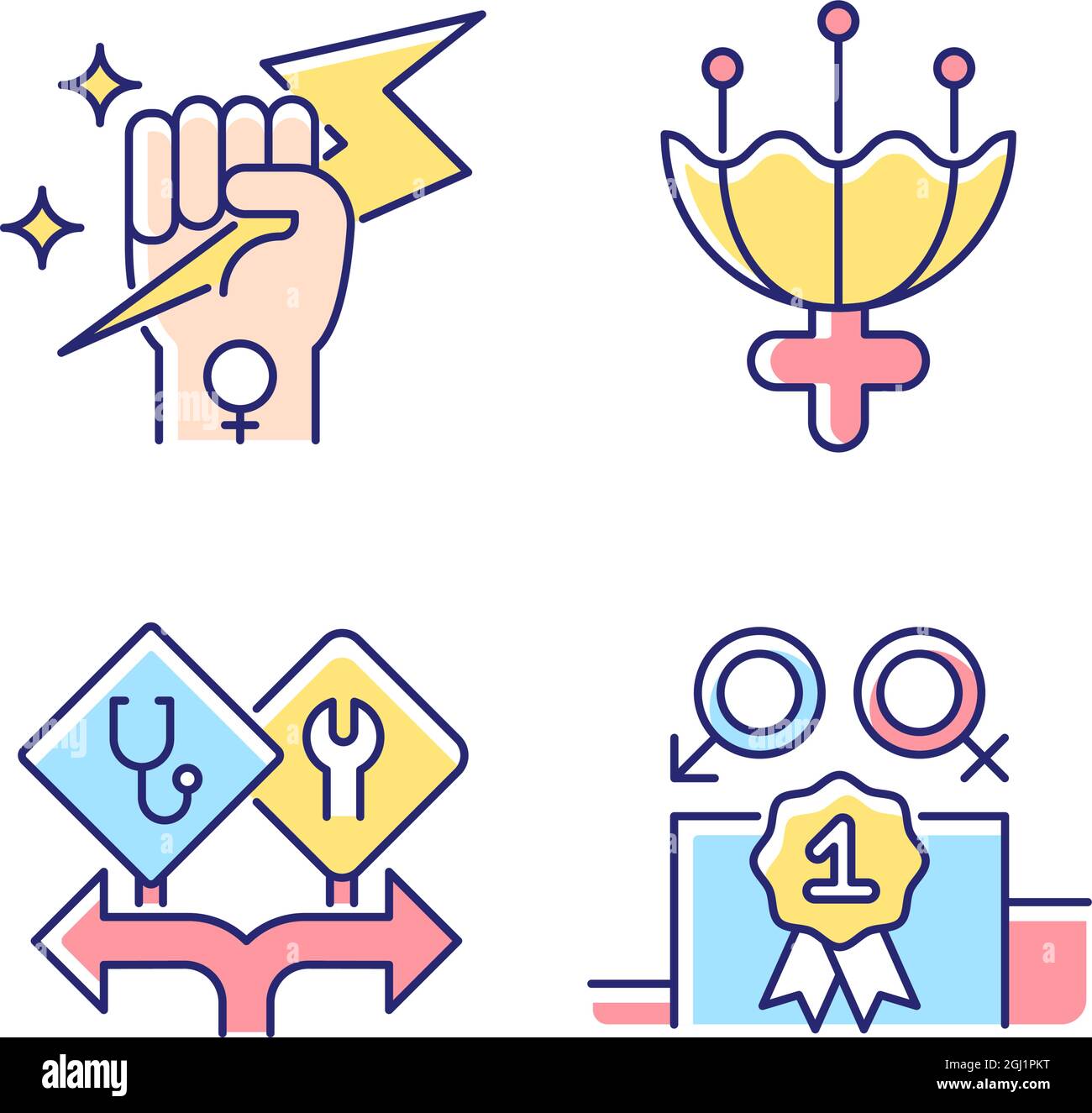 Women empowerment RGB color icons set Stock Vector Image & Art - Alamy