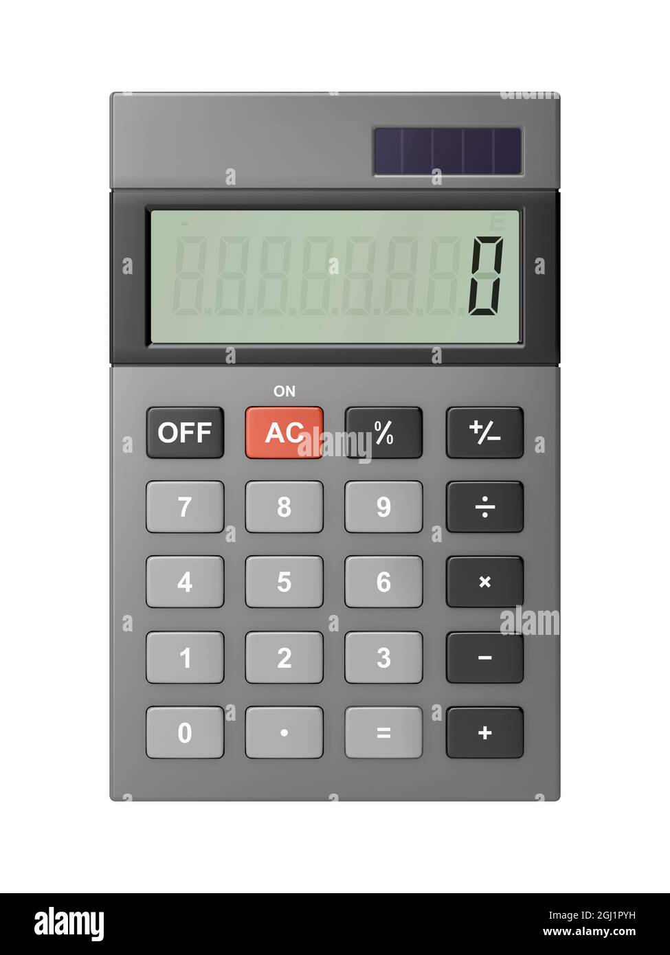 Gray office calculator isolated on white background, front view Stock ...