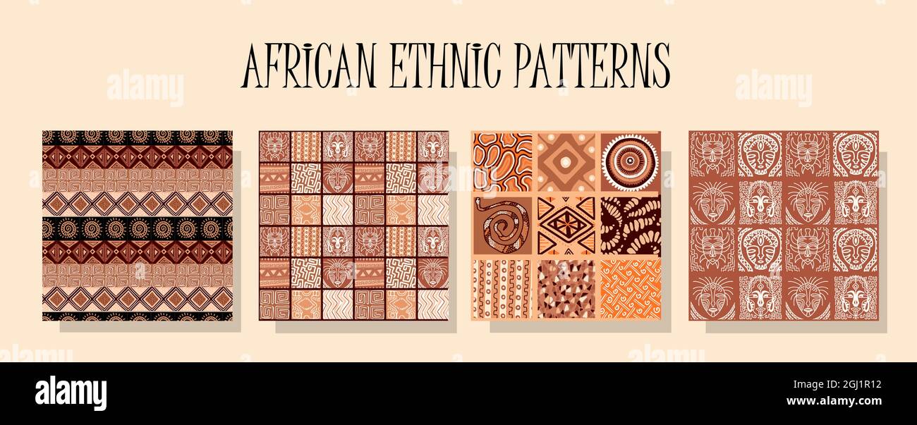 African ethnic pattern. A set of patterns in the same style ...