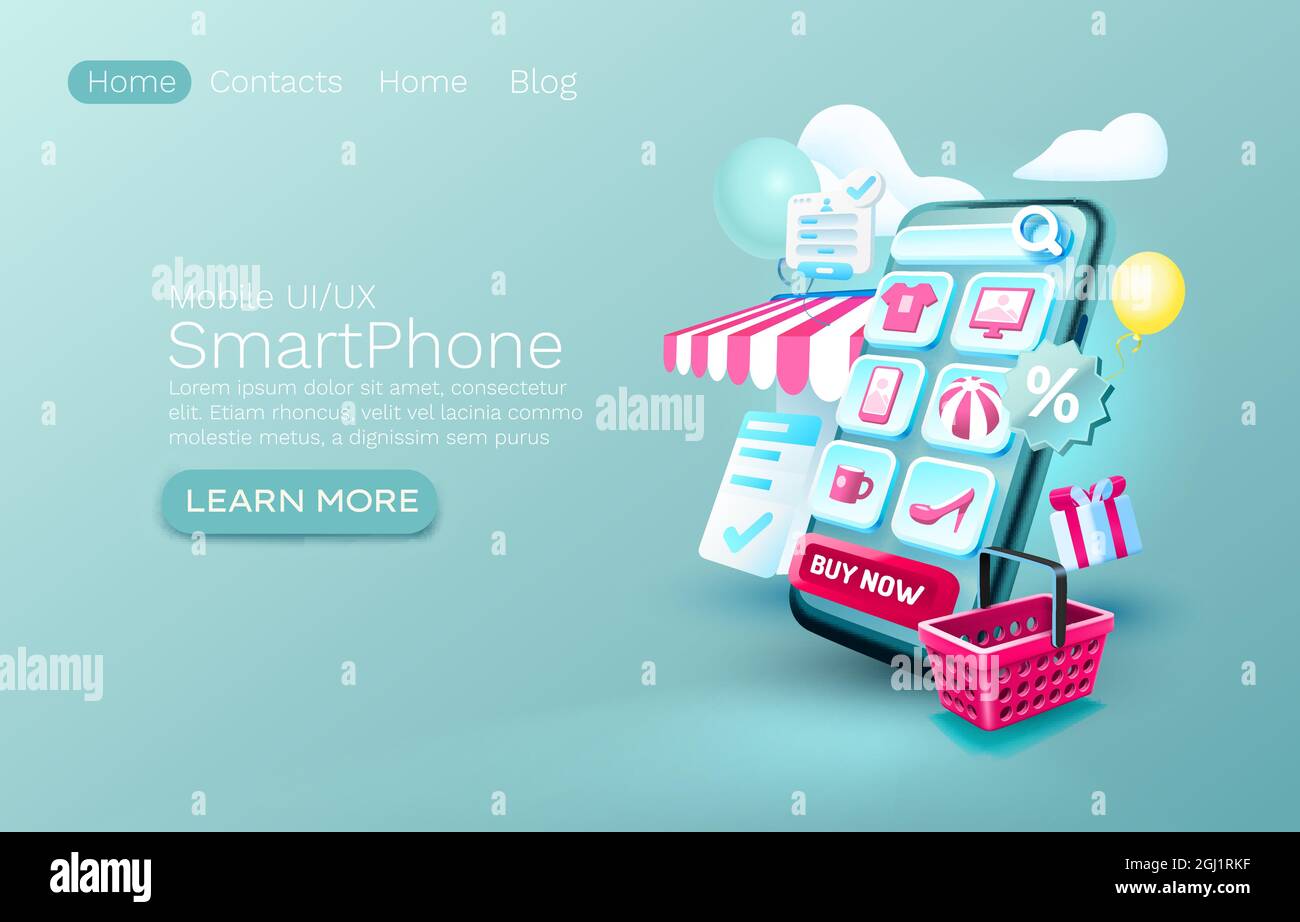 Smartphone shopping app banner concept, place for text, buy online ...