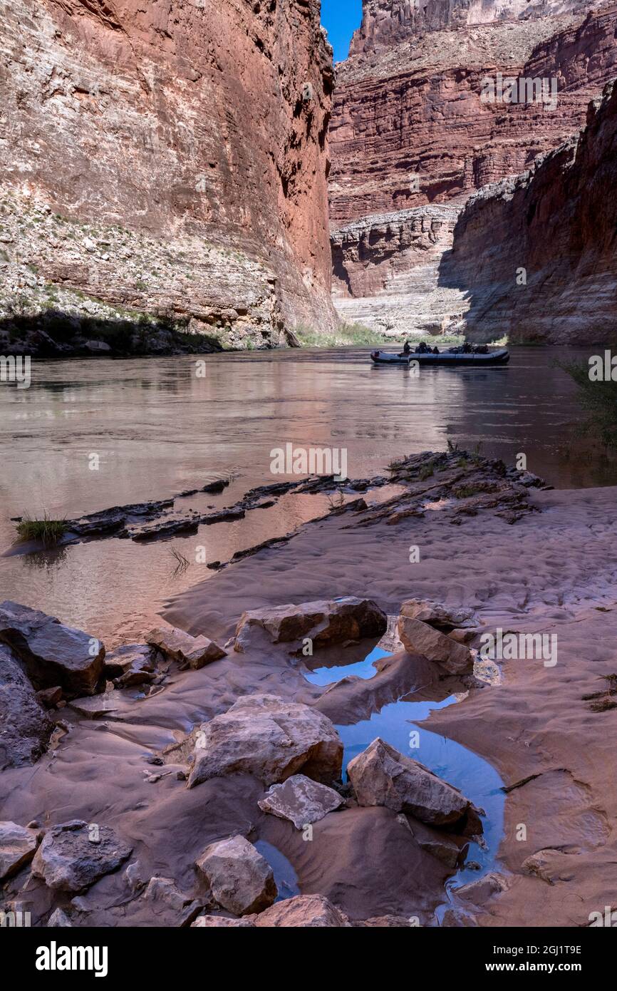 USA, Arizona. Float trip down the Colorado River, near Redwall Cavern ...