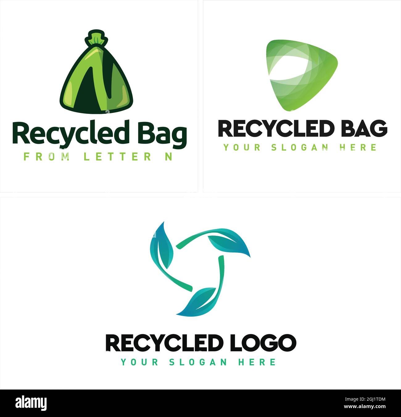 Recycled trash bag leaf triangle eco friendly logo design Stock Vector ...