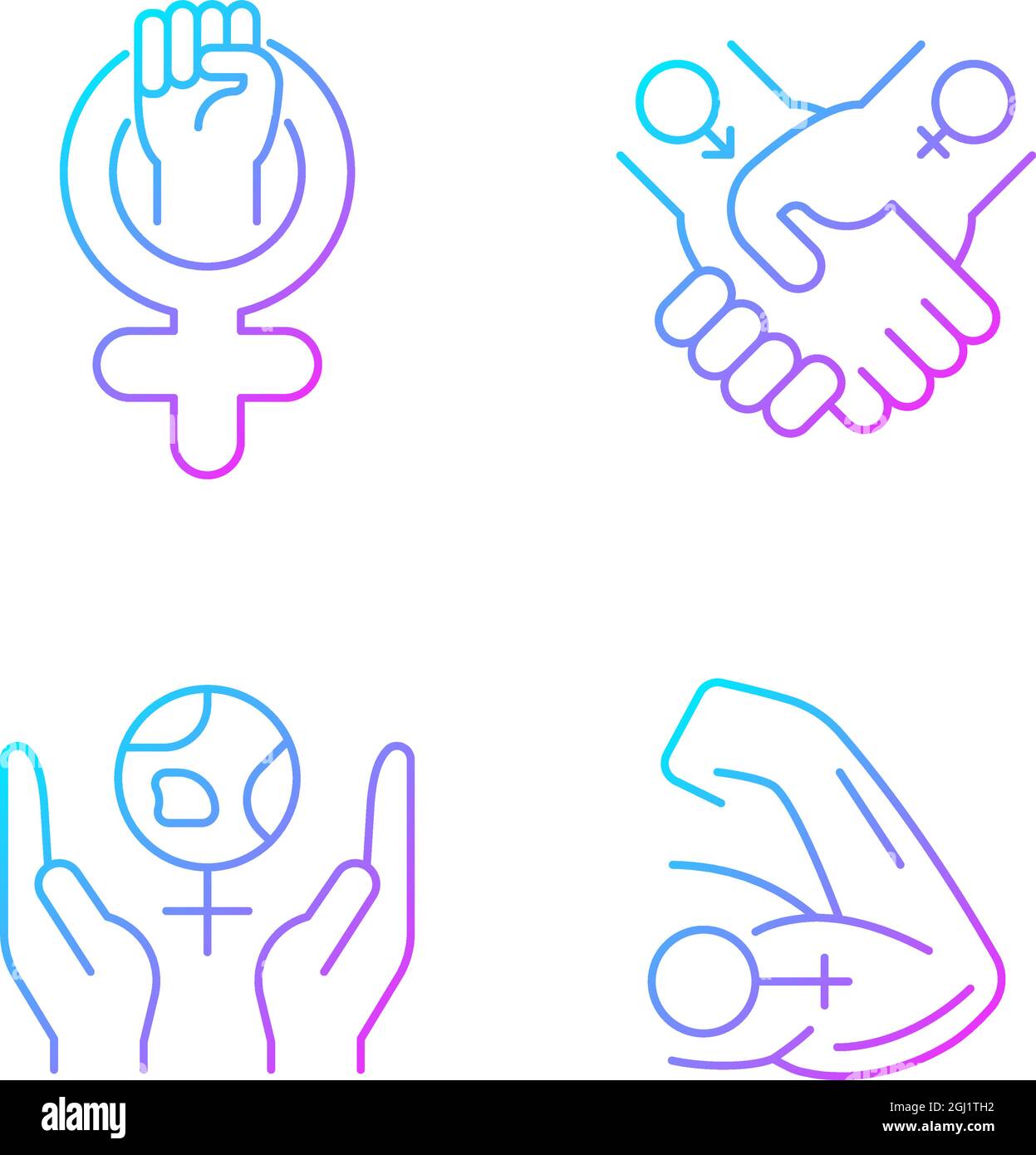 Girl Power Gradient Linear Vector Icons Set Stock Vector Image And Art