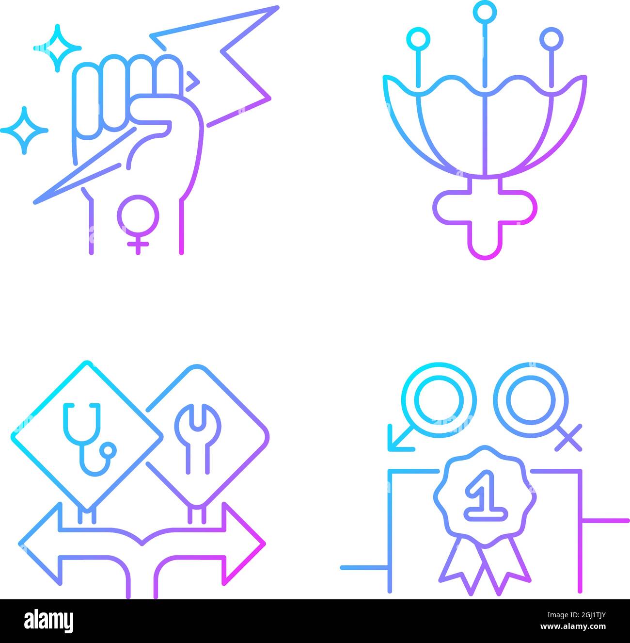 Women Empowerment Gradient Linear Vector Icons Set Stock Vector Image