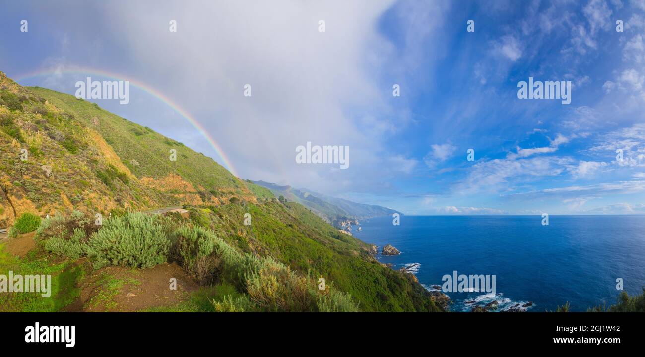 Rainbow, Big Sur Area, California, USA Stock Photo - Alamy