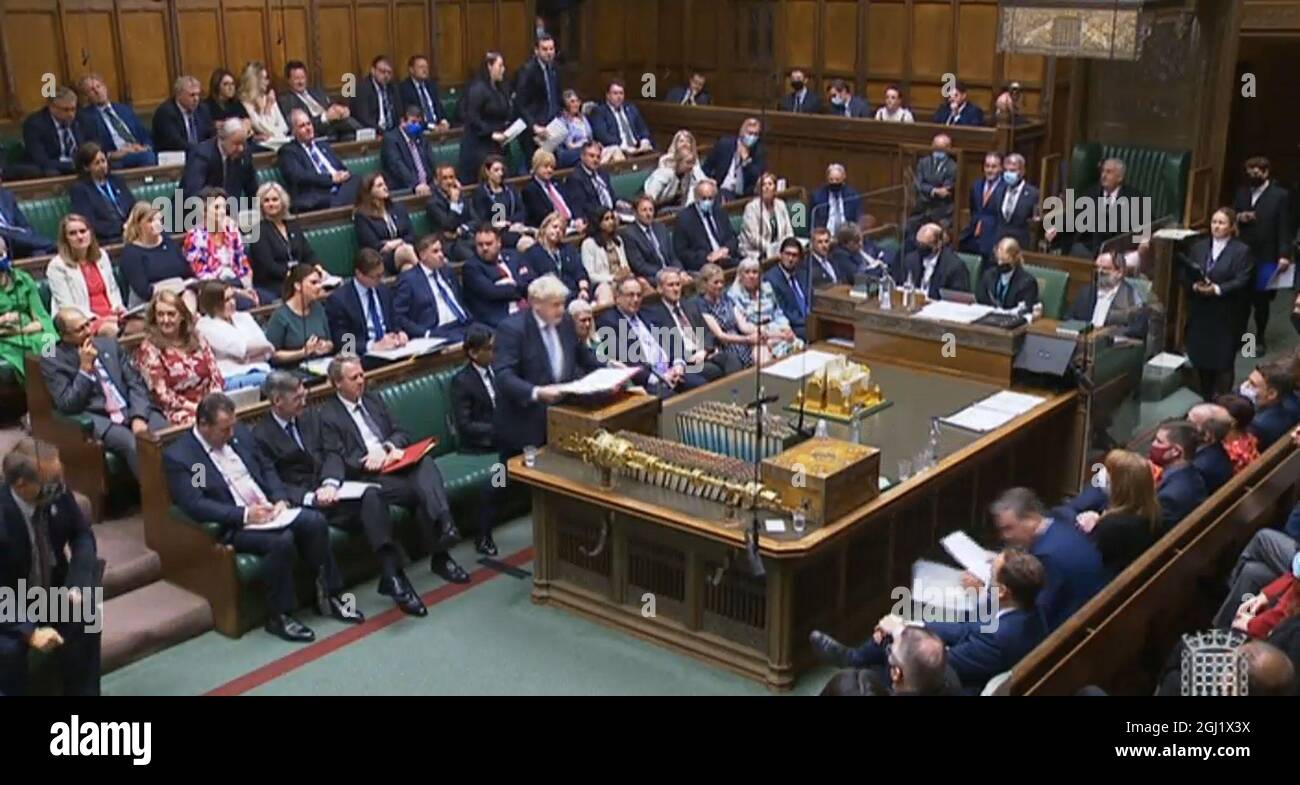 Prime Minister Boris Johnson speaks during Prime Minister's Questions ...