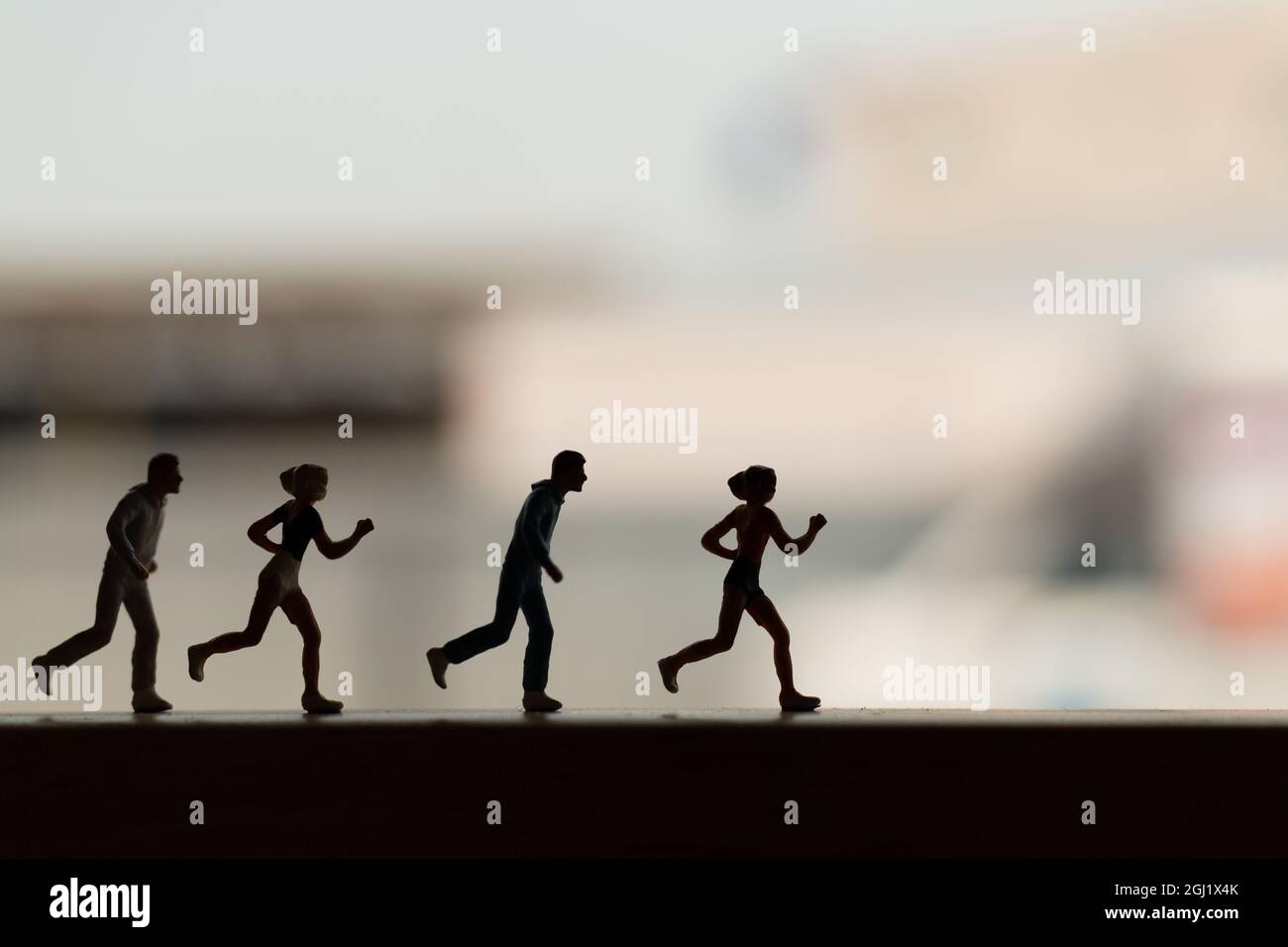 Miniature people is Running , Silhouette of a runner , Health And ...
