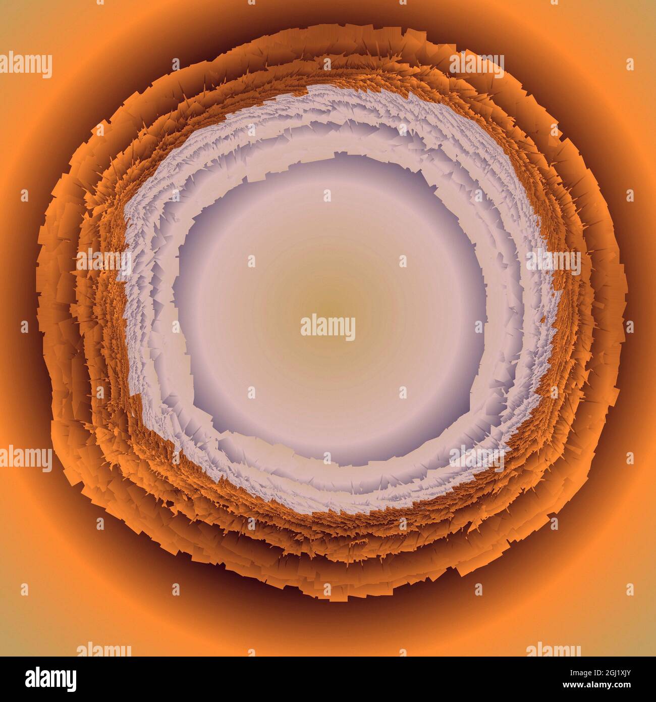 White sphere in orange background. Paper cut with ragged and torn edges ...