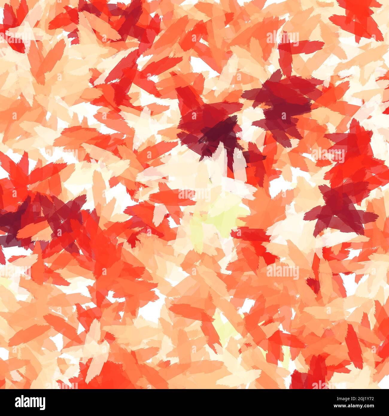 Multiple different brush strokes, messy pattern. Red shades in a white ...