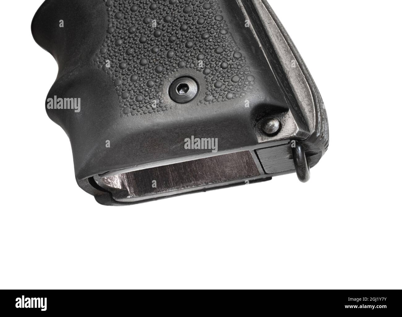 Empty magazine well in a pistol isolated on a white background Stock ...