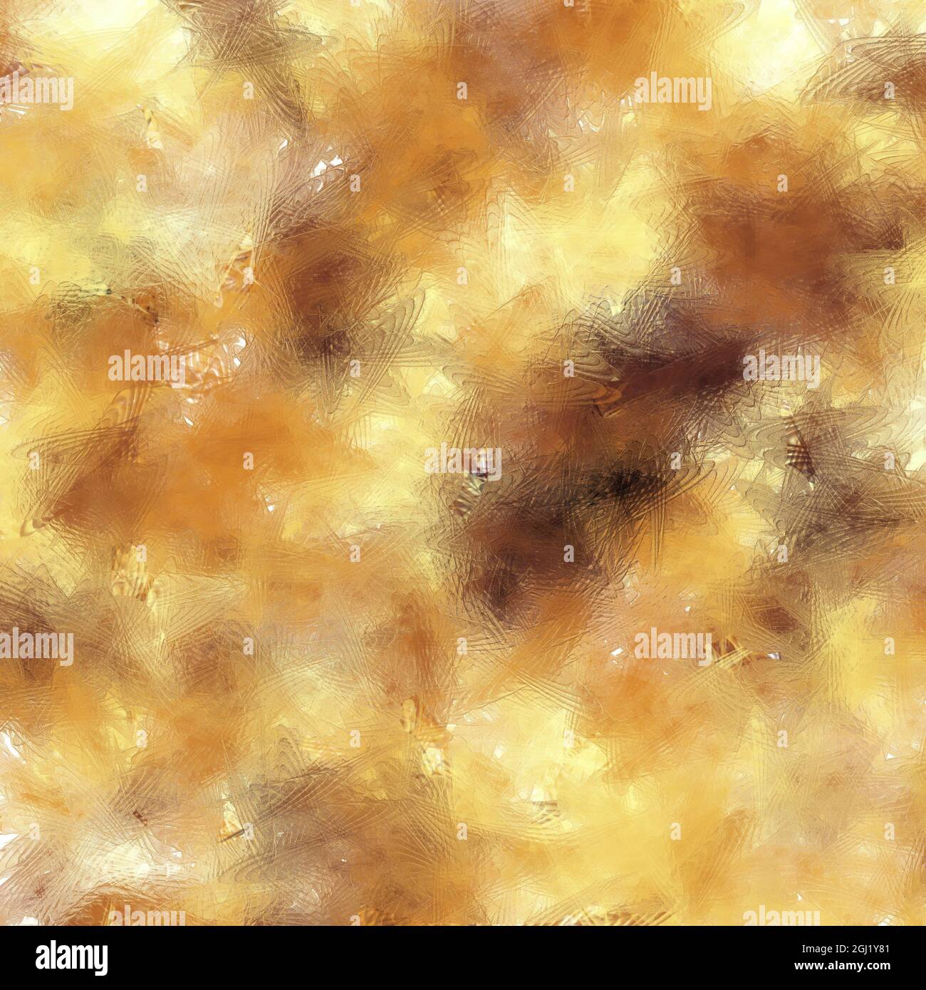 Yellow and brown abstract background with glass distortion and ice ...