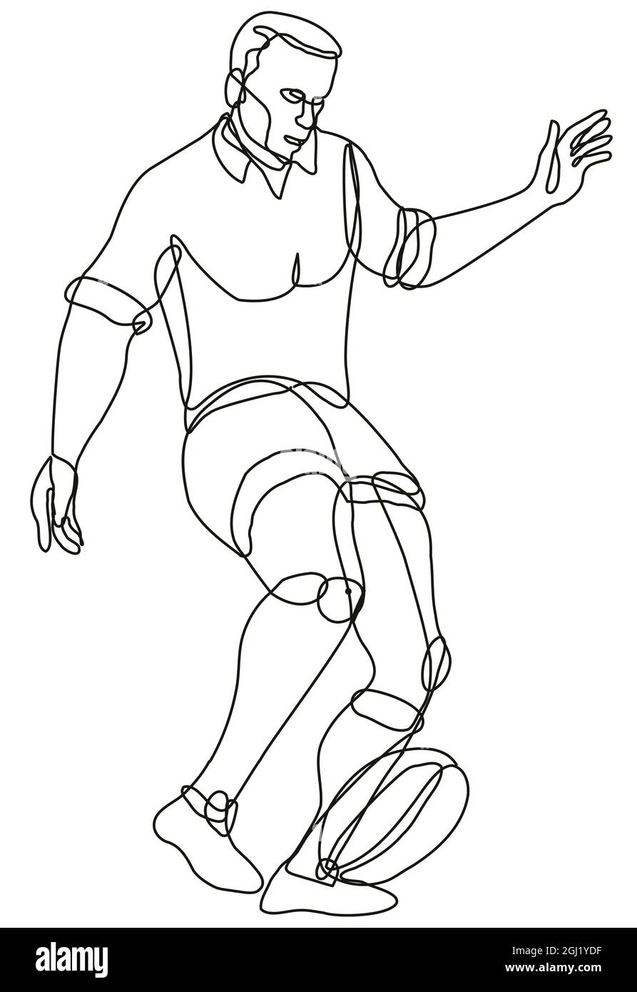 Rugby Union Player Kicking Ball Front View Continuous Line Drawing ...