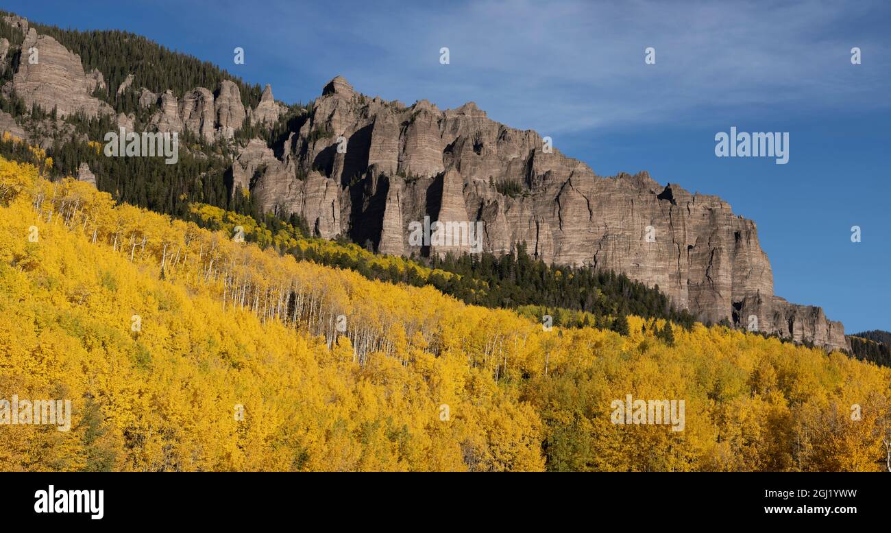 USA, Colorado, Uncompahgre National Forest. High Mesa rock outcrop and ...