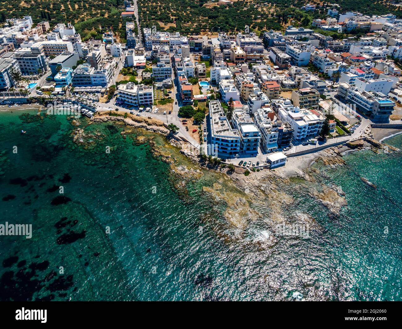 Aerial top view by drone of cretan landscape with sea Stock Photo - Alamy