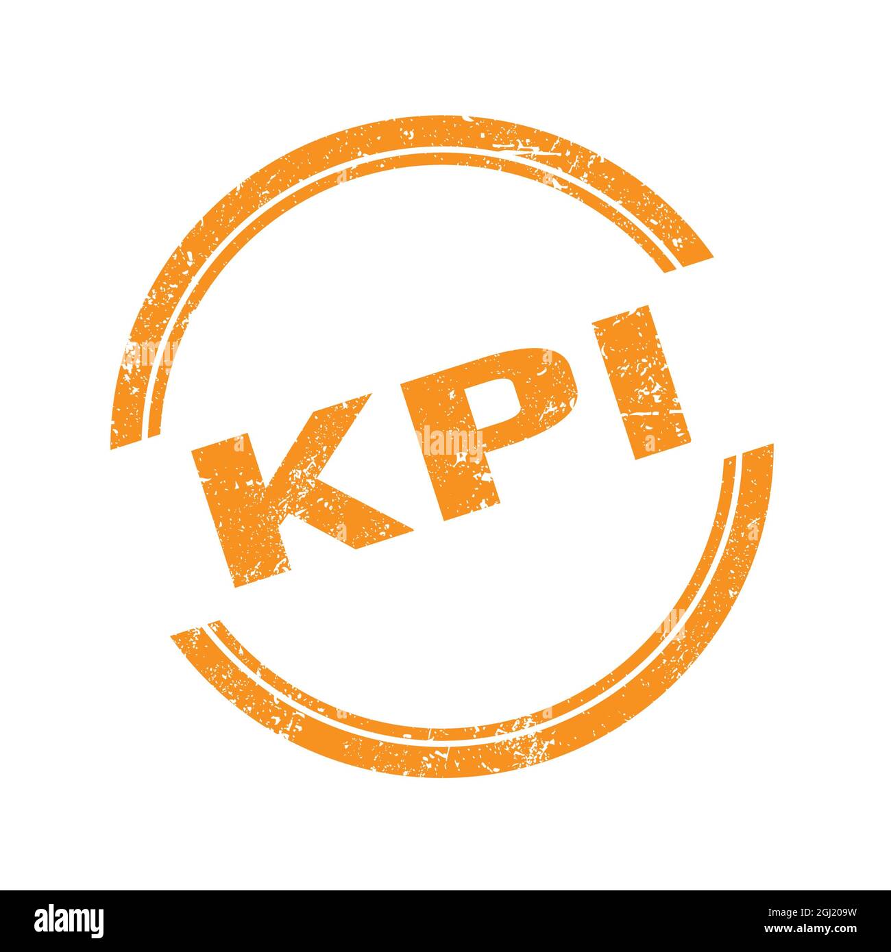 KPI text written on orange grungy vintage round stamp Stock Photo - Alamy