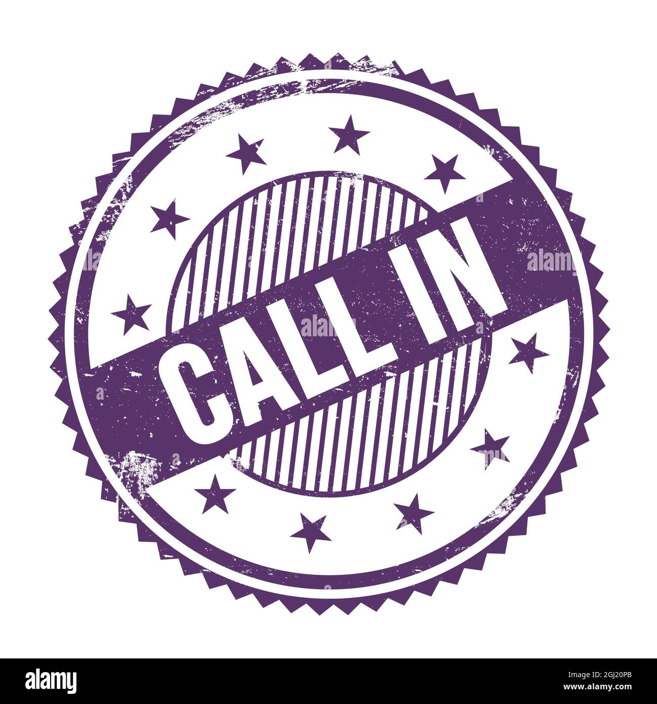 CALL IN text written on purple indigo grungy zig zag borders round ...