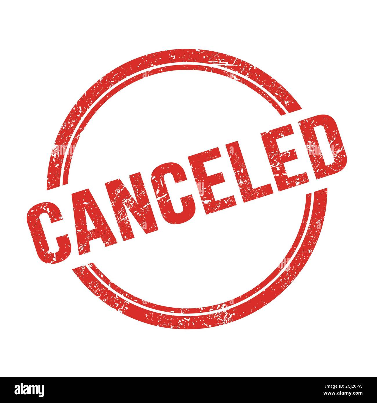 CANCELED text written on red grungy vintage round stamp Stock Photo - Alamy