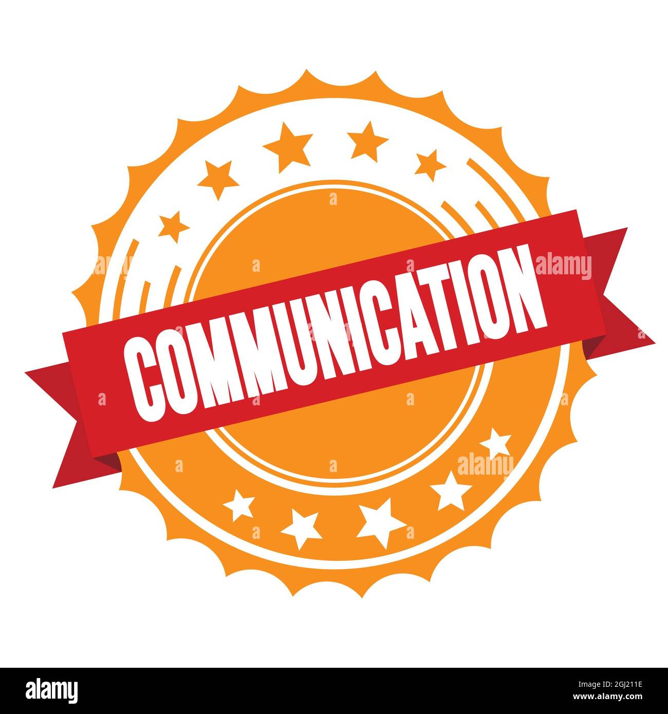 COMMUNICATION text on red orange ribbon badge stamp Stock Photo - Alamy