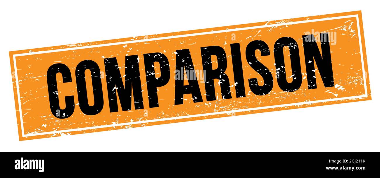 COMPARISON text on black orange grungy rectangle stamp sign Stock Photo ...
