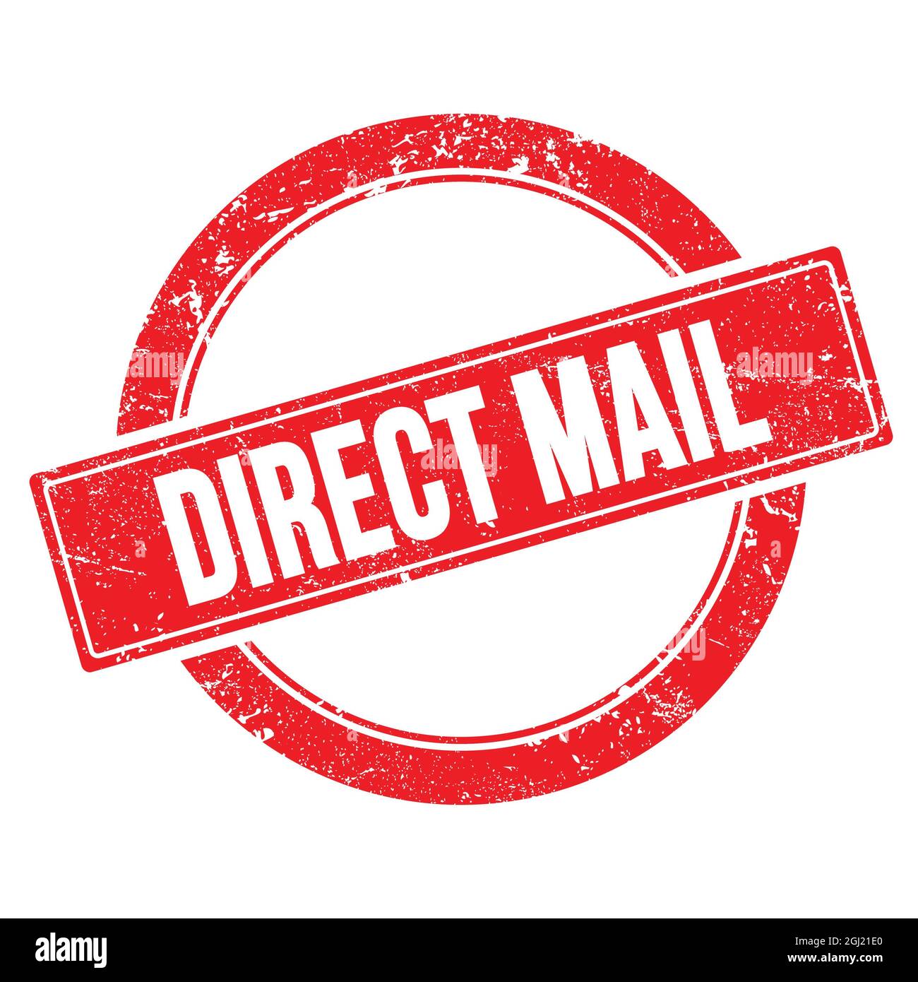 DIRECT MAIL text on red grungy round vintage stamp Stock Photo - Alamy