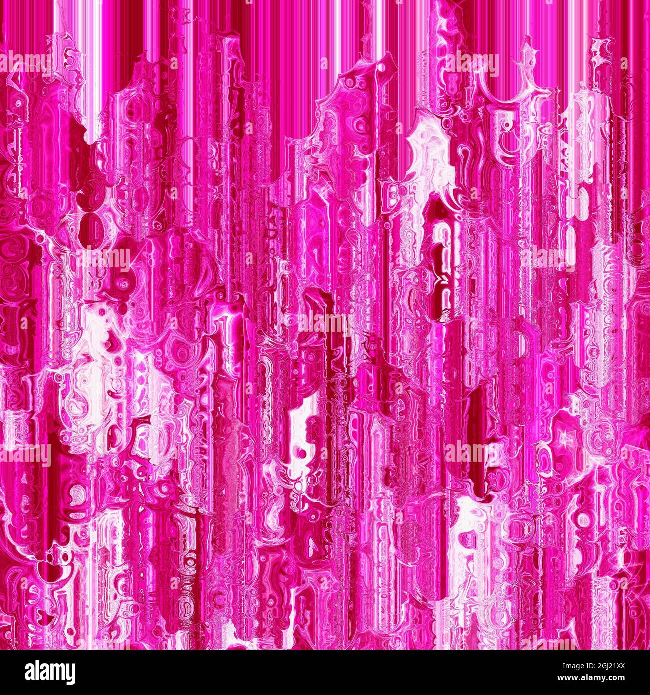 Bright magenta background with liquid metal effect. Melted and flowing ...