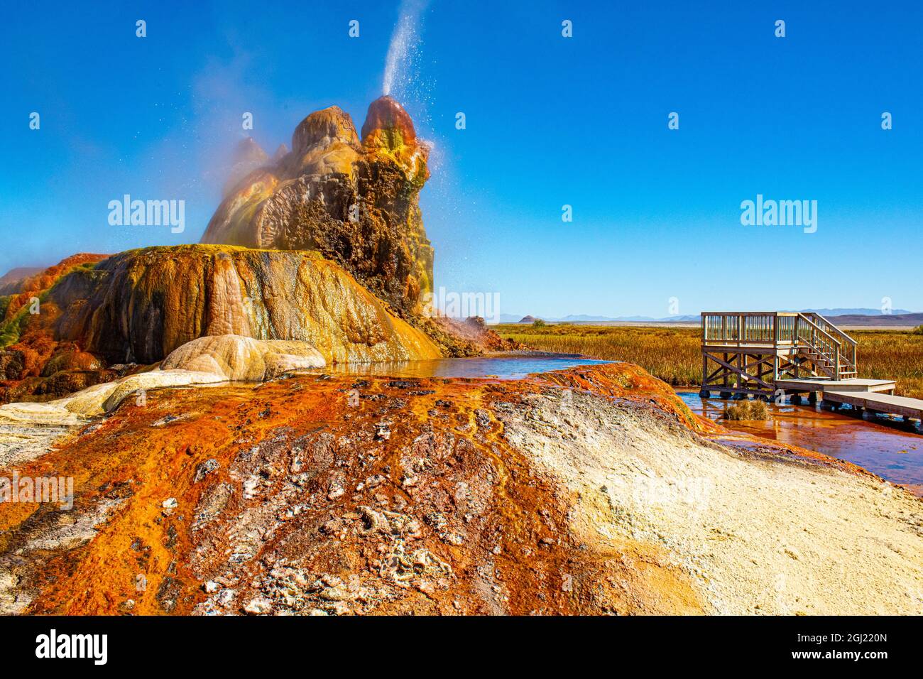 USA, Nevada, Black Rock Desert, Fly Geyser a rainbow of colors Stock ...