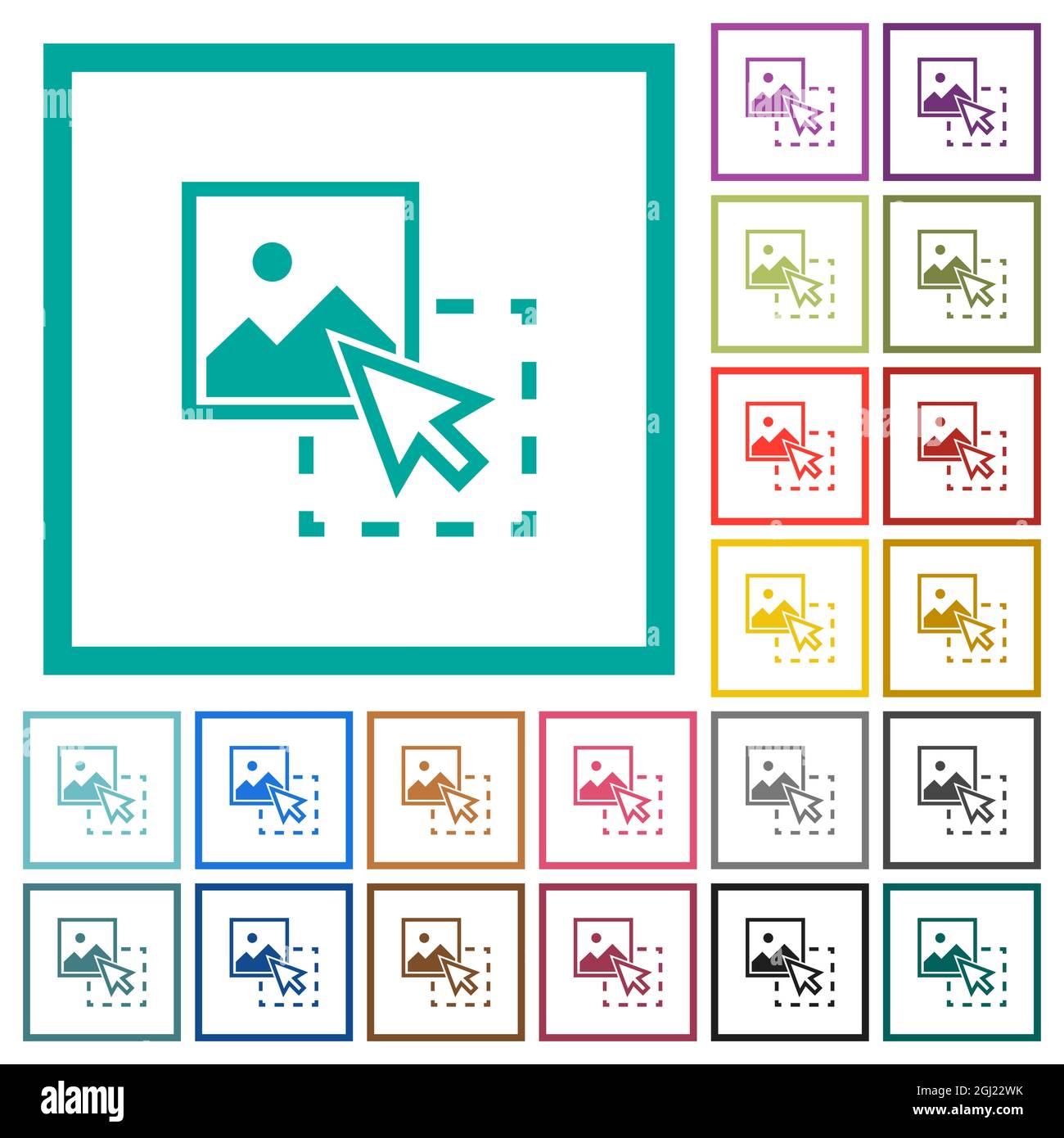 Drag image to upload flat color icons with quadrant frames on white ...