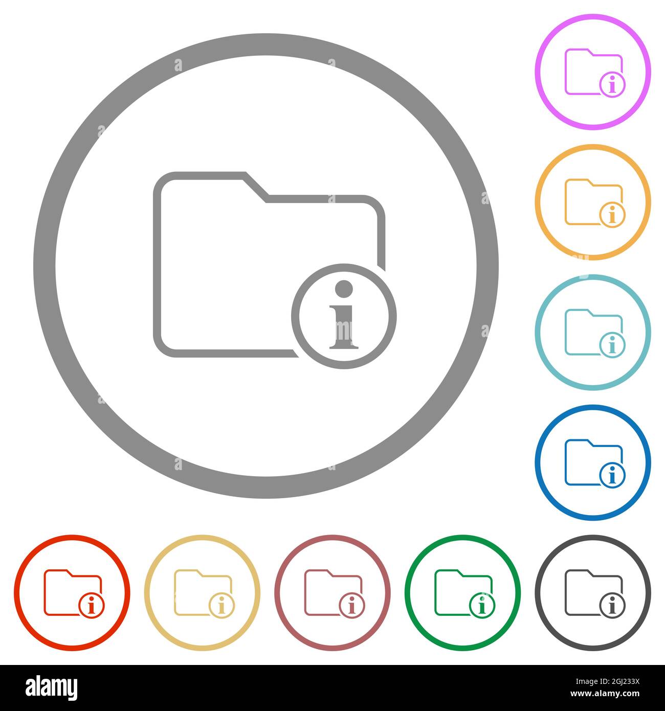 Directory info outline flat color icons in round outlines on white ...