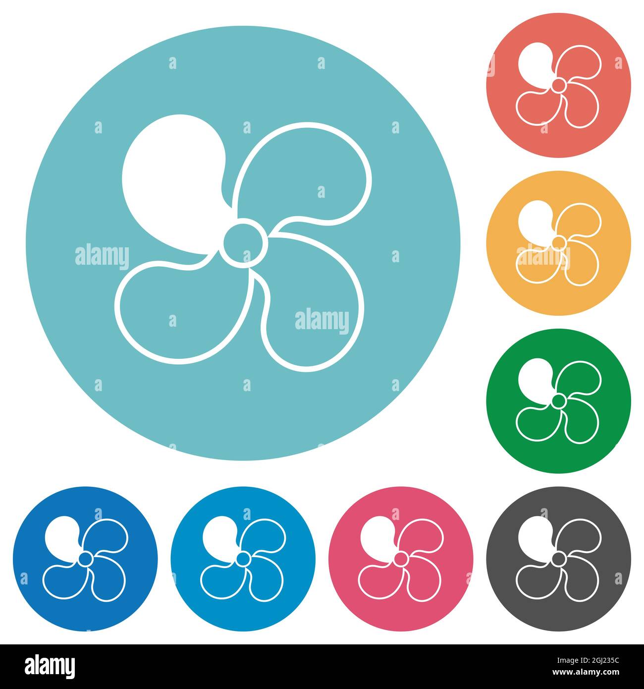 Car fan level 1 flat white icons on round color backgrounds Stock ...