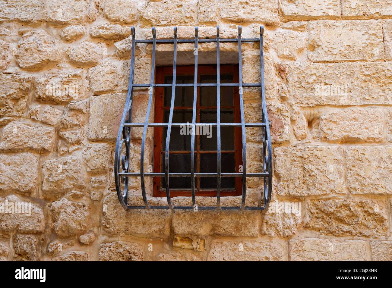 MDINA, MALTA - Jul 24, 2021: Pregnant window. Outer wrought iron ...