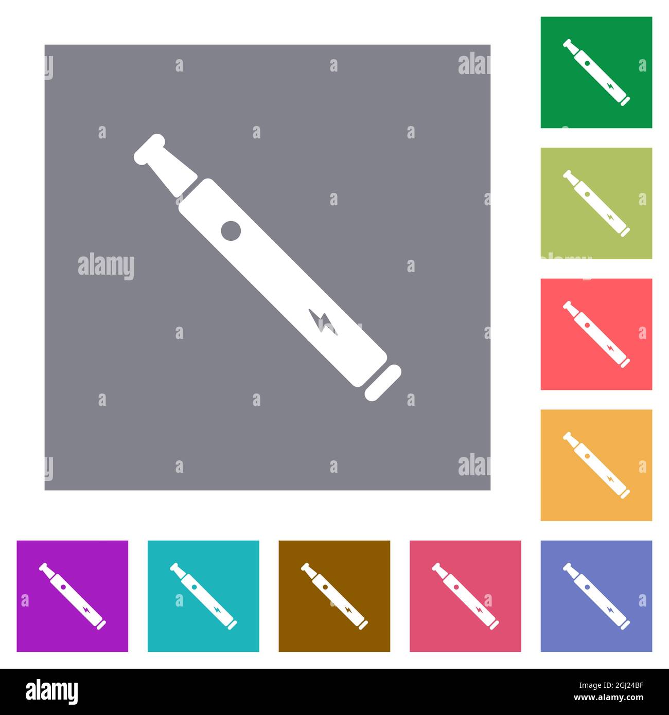 Electronic cigarette solid flat icons on simple color square ...