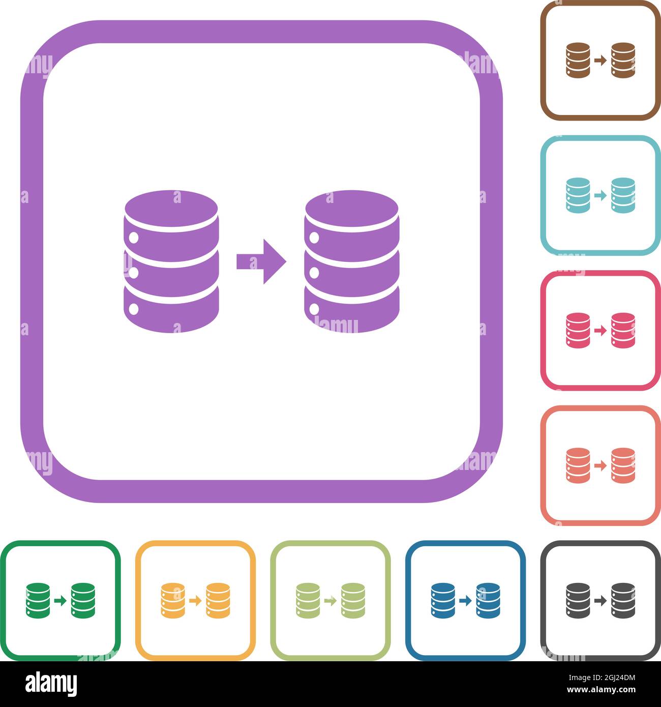 Database mirroring simple icons in color rounded square frames on white background Stock Vector ...