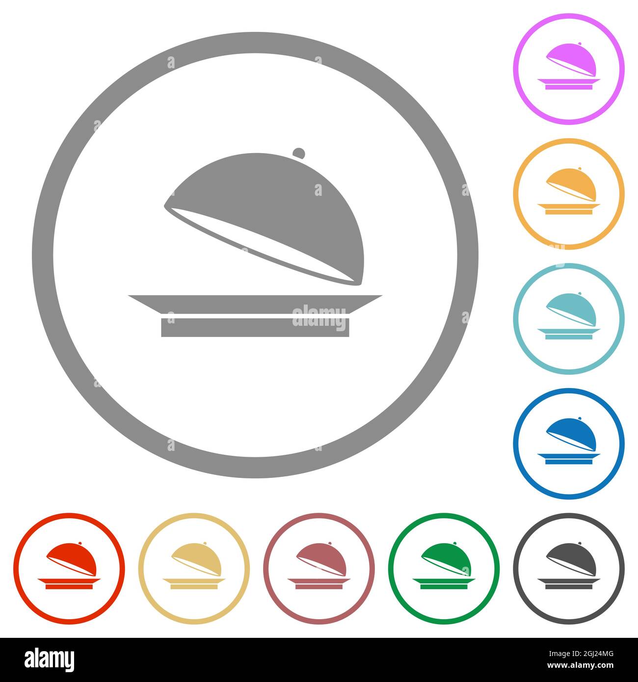 Open food tray flat color icons in round outlines on white background ...