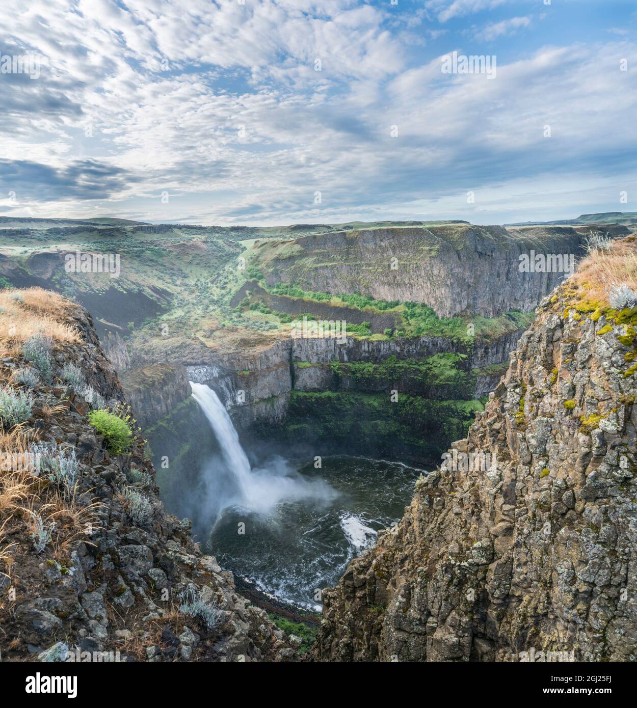 USA. Washington State. Palouse Falls in the spring, at Palouse Falls ...
