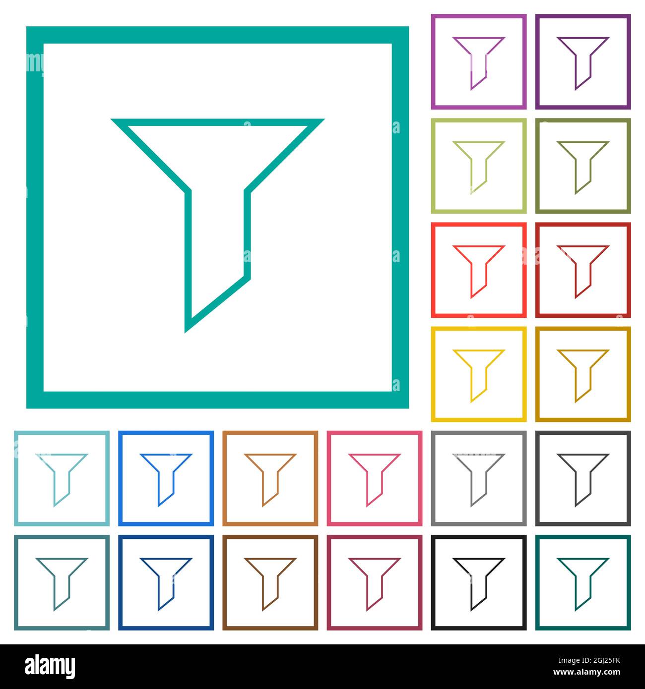 Filter outline flat color icons with quadrant frames on white background Stock Vector Image ...