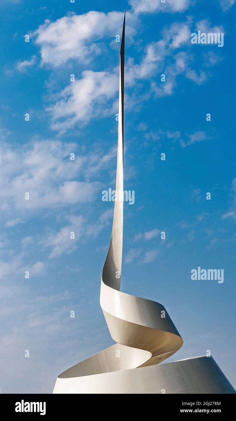 Sharjah, UAE - 09.07.2021 - Monument known as The Scroll that placed ...