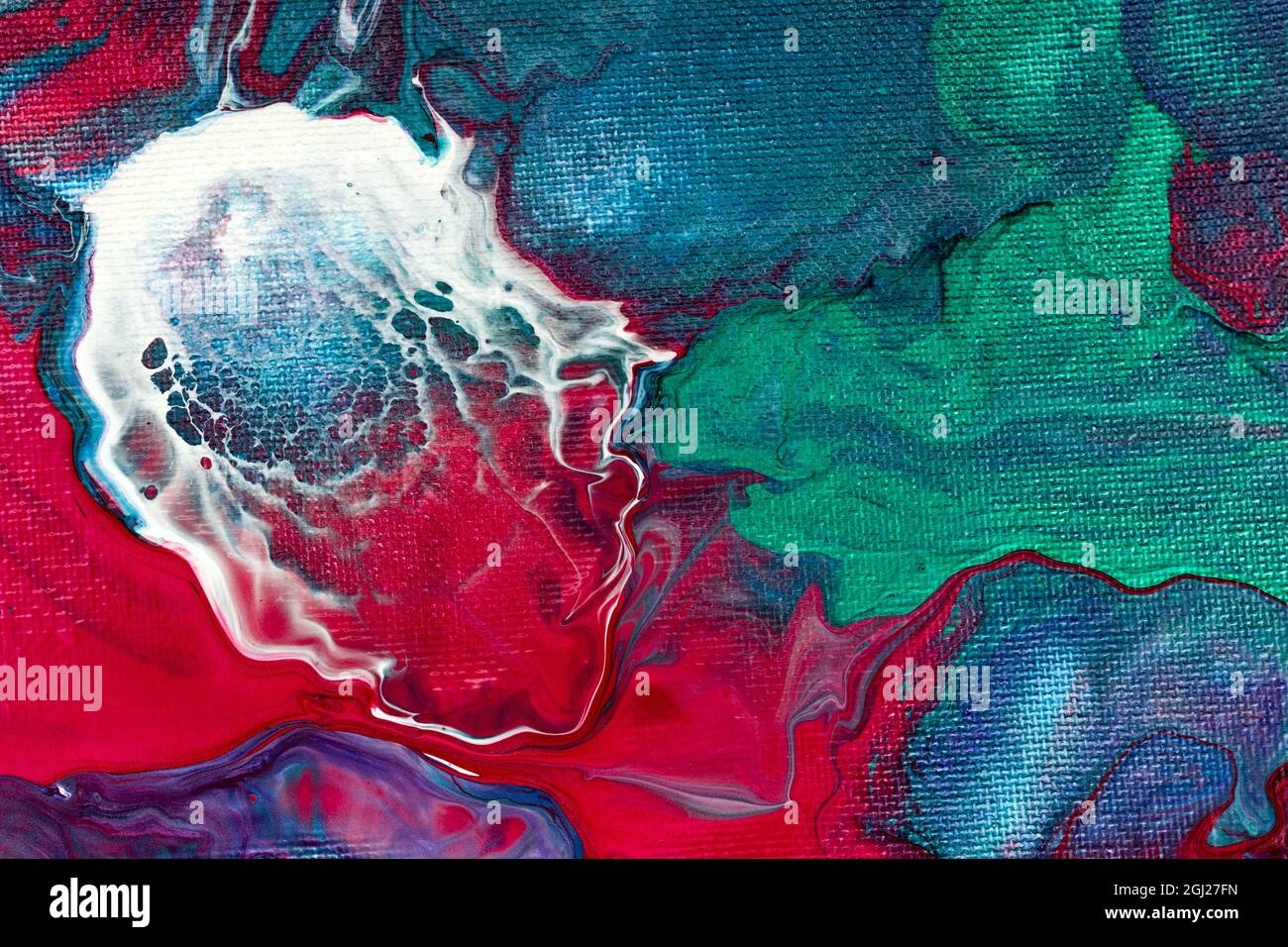 Abstract Fluid Art Painting Background. Acrylic Pour. Modern Contemporary Art. Canvas texture ...