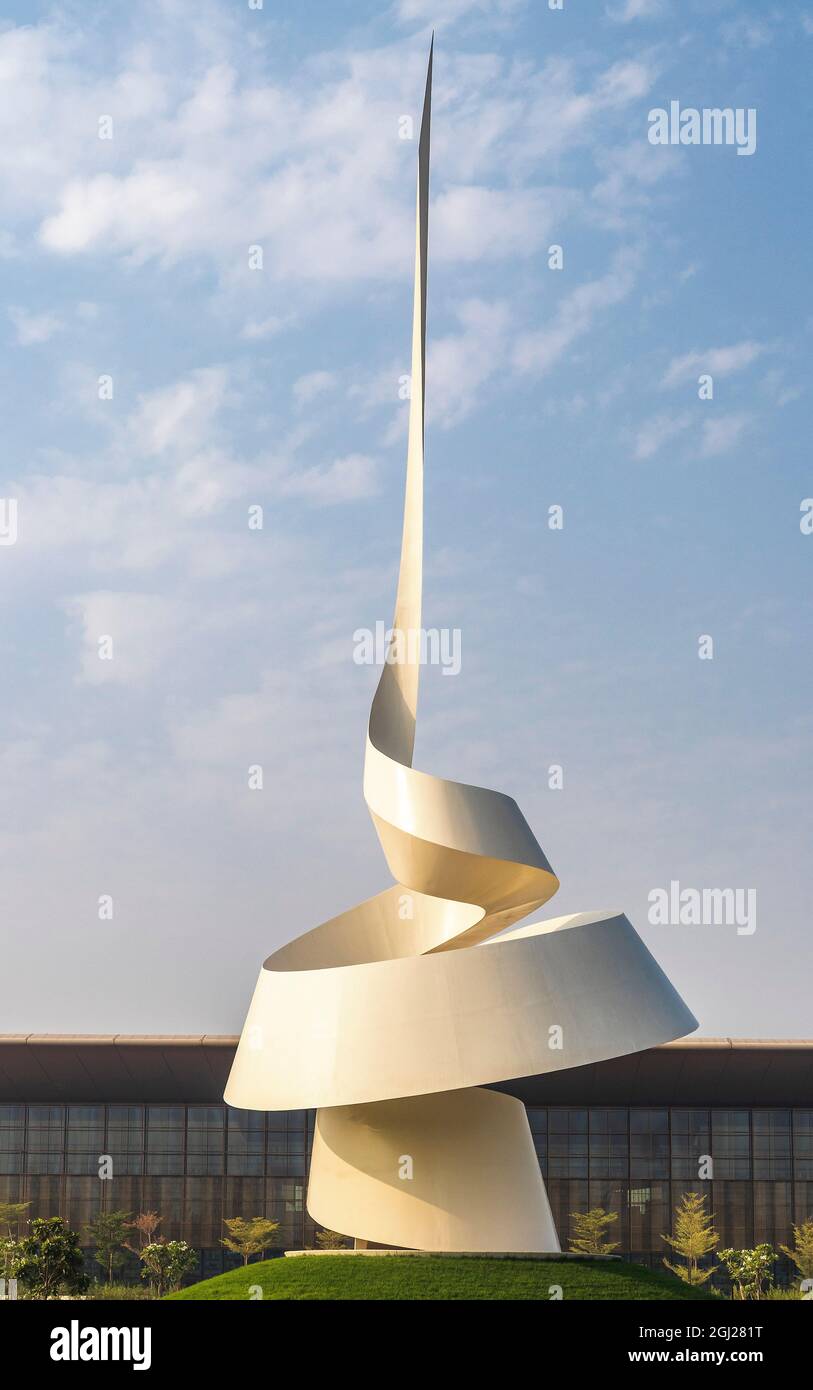 Sharjah, UAE - 09.07.2021 - Monument known as The Scroll that placed ...