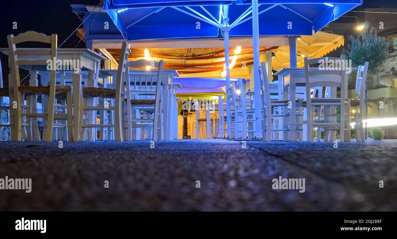 Cafe terrace at night Stock Photo - Alamy