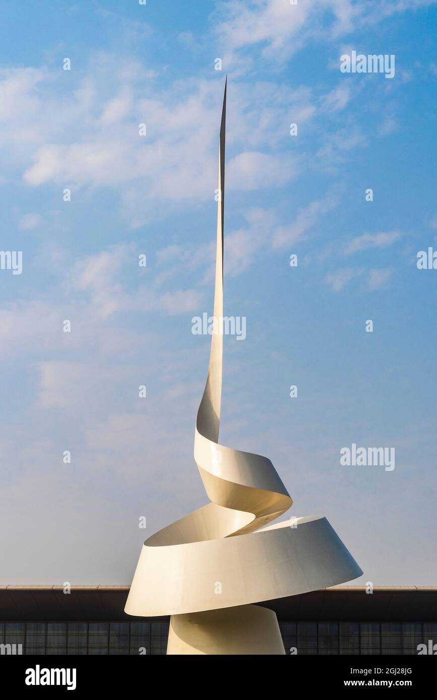 Sharjah, UAE - 09.07.2021 - Monument known as The Scroll that placed ...