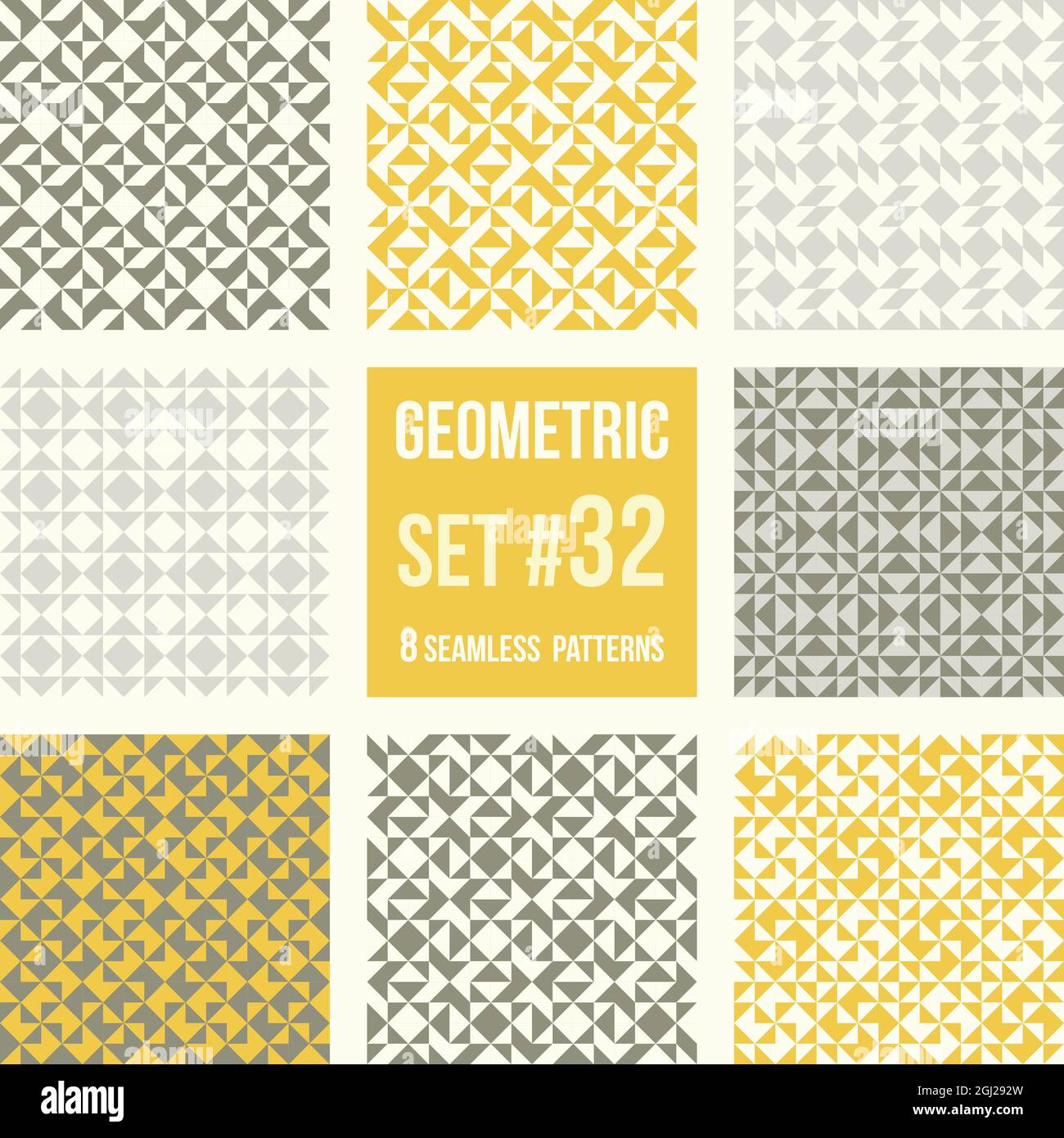 Set of eight geometric patterns. Collection of different abstract ...
