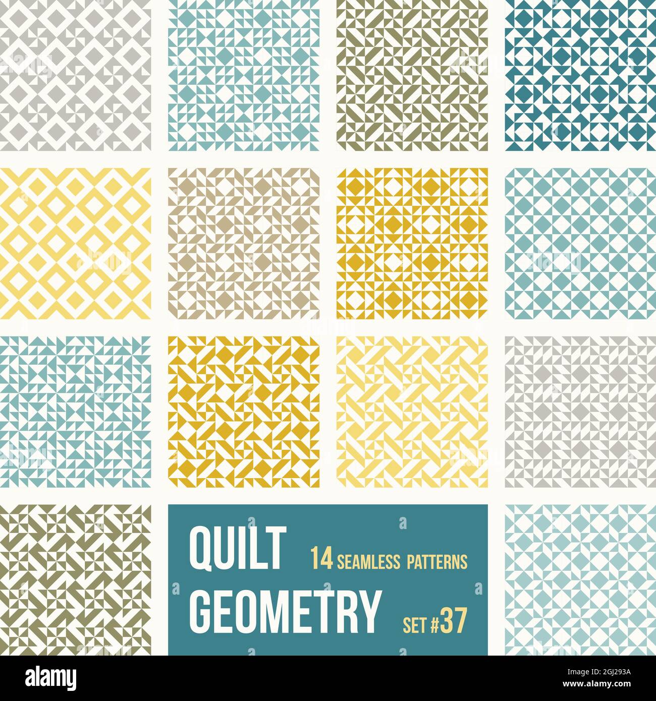 Set of 14 tiles with geometric patterns. Collection of different ...