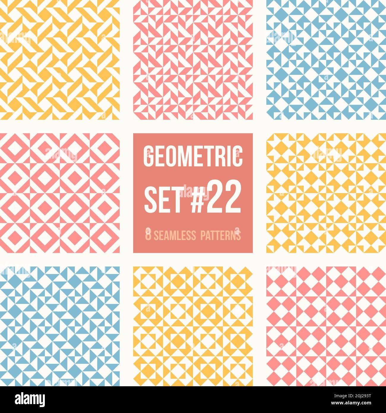 Set of eight geometric patterns. Collection of different abstract ...