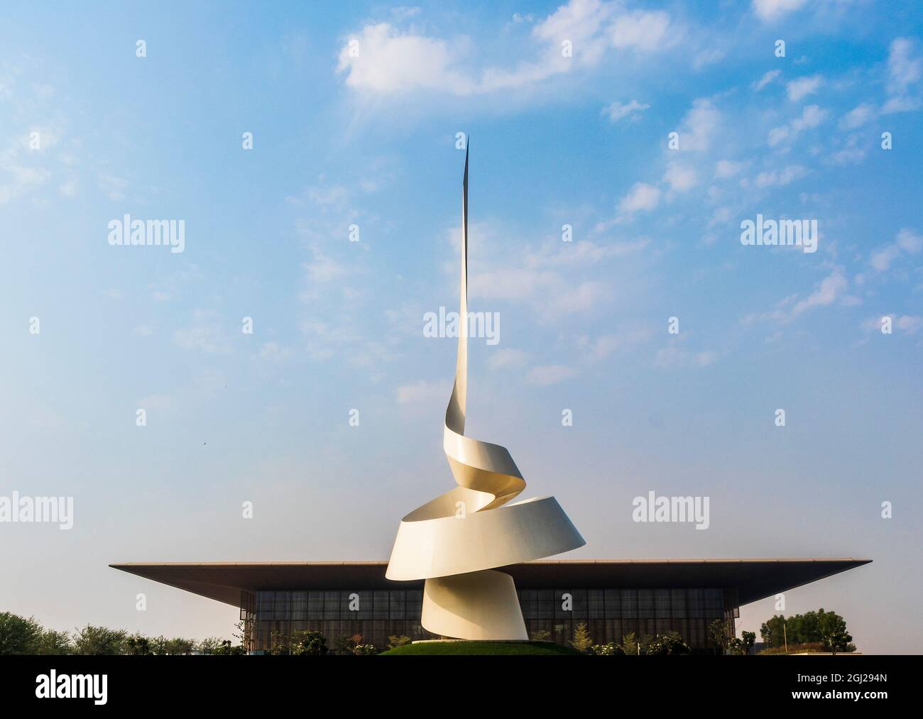 Sharjah, UAE - 09.07.2021 - Monument known as The Scroll that placed ...
