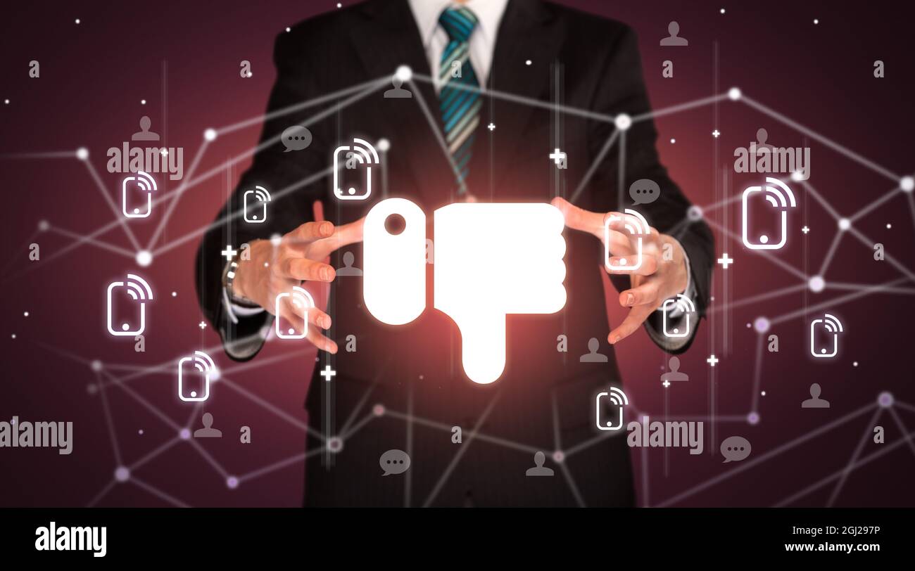 Hand holding social media icons Stock Photo - Alamy